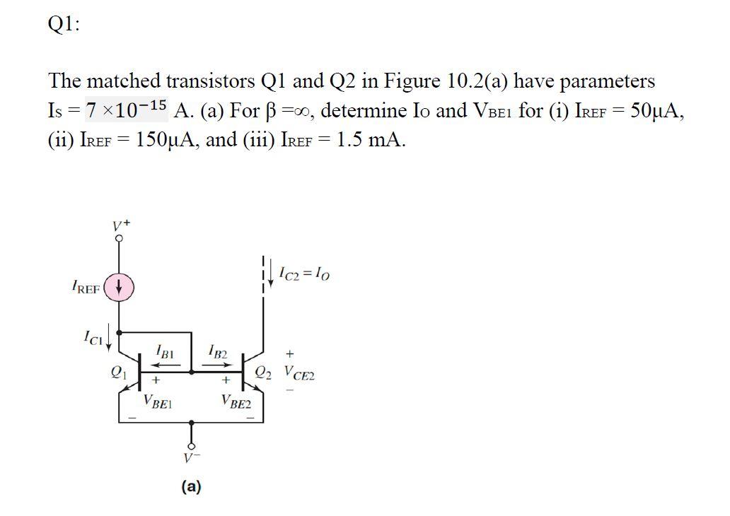 Solved The matched transistors Q1 and Q2 in Figure 10.2(a) | Chegg.com