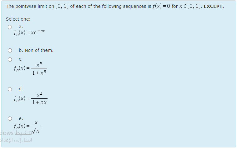 Solved The pointwise limit on 0,1 ﻿of each of the following | Chegg.com
