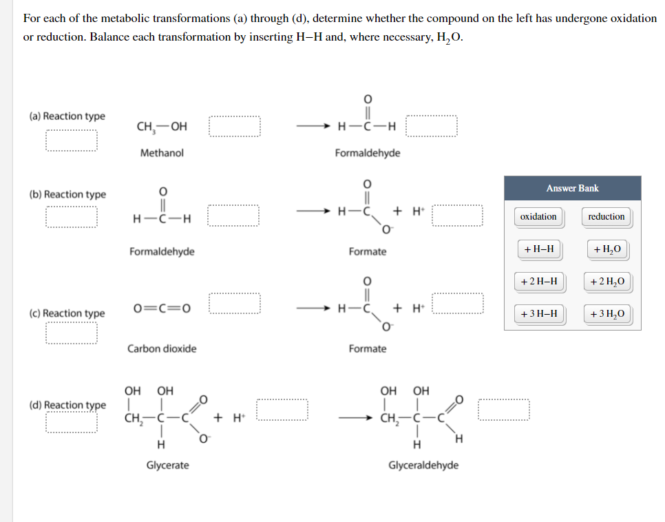 Solved For each of the metabolic transformations (a) through | Chegg.com