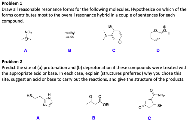 Solved Problem 1 Draw all reasonable resonance forms for the | Chegg.com