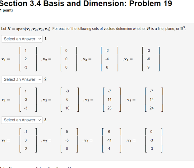 Solved Section 3.4 Basis and Dimension: Problem 19 1 point) | Chegg.com
