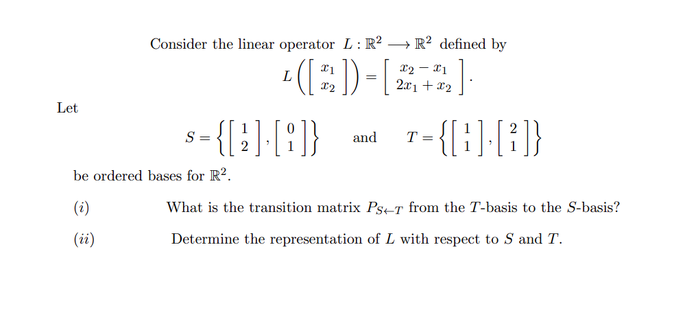 Solved This is a homework problem for my linear algebra | Chegg.com