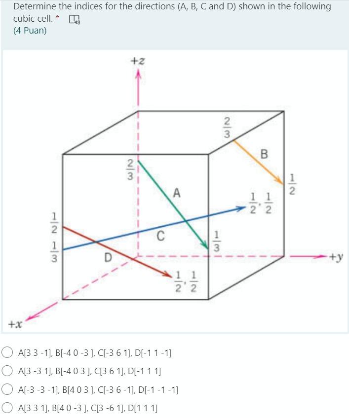 Solved Determine the indices for the directions (A, B, C and | Chegg.com