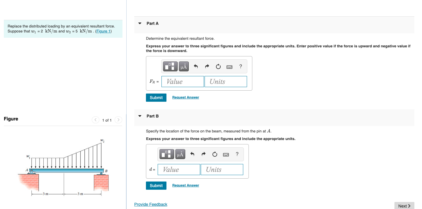 Solved Replace the distributed loading by an equivalent | Chegg.com