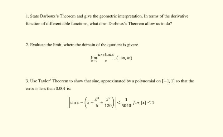 Solved 1. State Darboux’s Theorem and give the geometric | Chegg.com