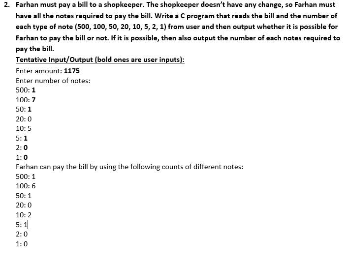 Solved 2. Farhan must pay a bill to a shopkeeper. The | Chegg.com
