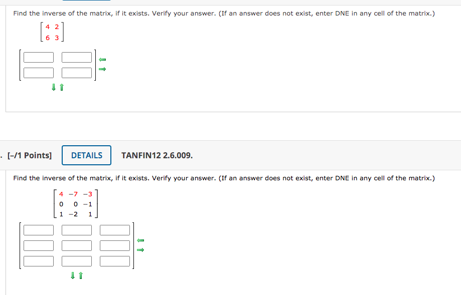 Solved Find the inverse of the matrix, if it exists. Verify | Chegg.com
