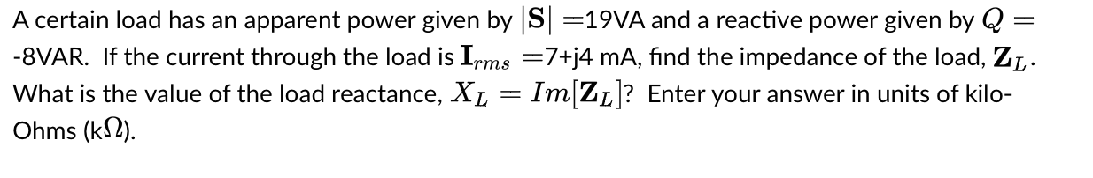 Solved A certain load has an apparent power given by | Chegg.com