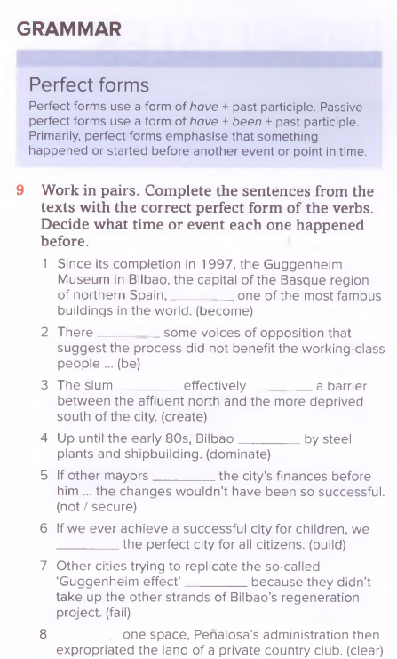 Perfect forms Perfect forms use a form of have + past | Chegg.com