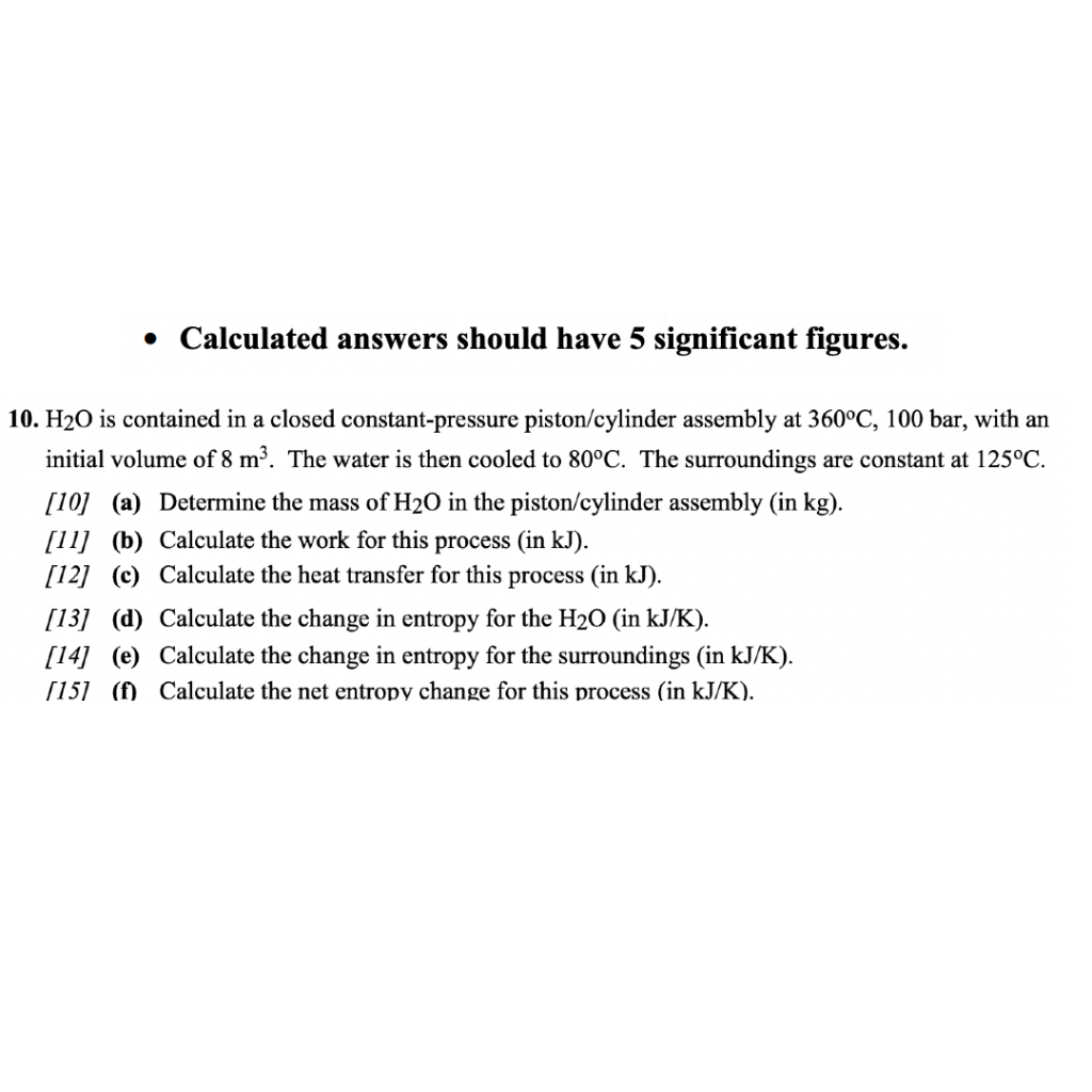 Solved - Calculated answers should have 5 significant | Chegg.com