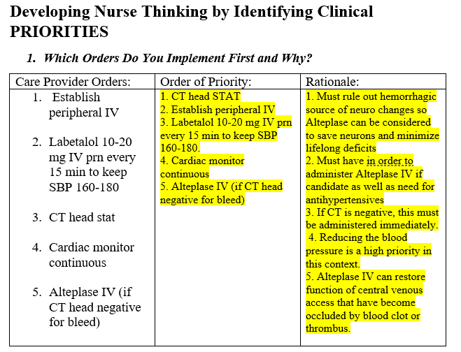 Solved What nursing priority(ies) will guide your plan | Chegg.com