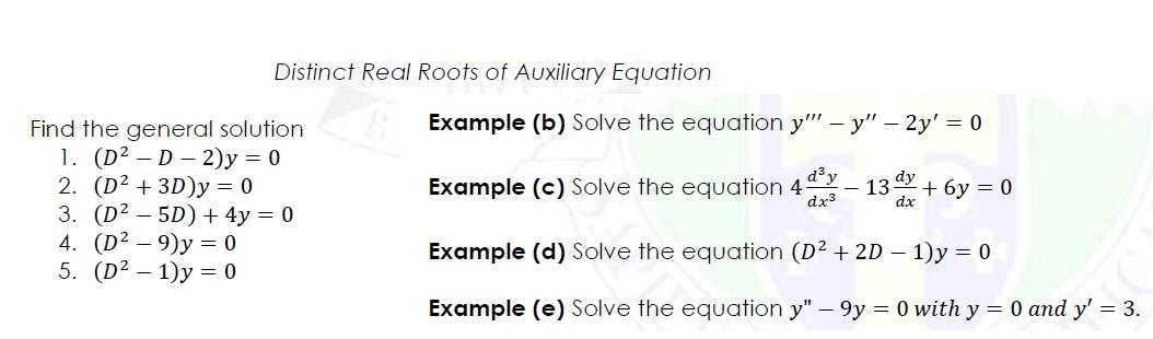 Solved Differential Equations:Solutions of General Linear | Chegg.com