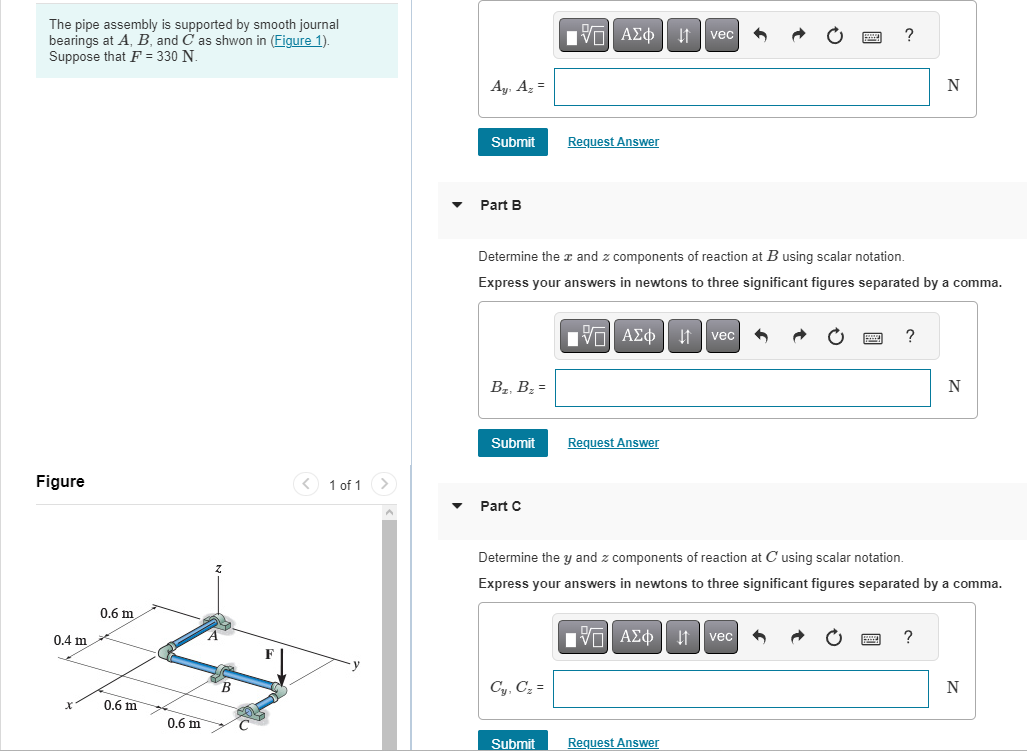 Solved The pipe assembly is supported by smooth journal | Chegg.com
