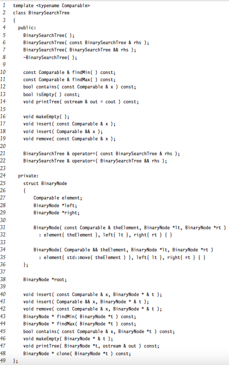 Solved Implement a myBST class using the skeleton | Chegg.com