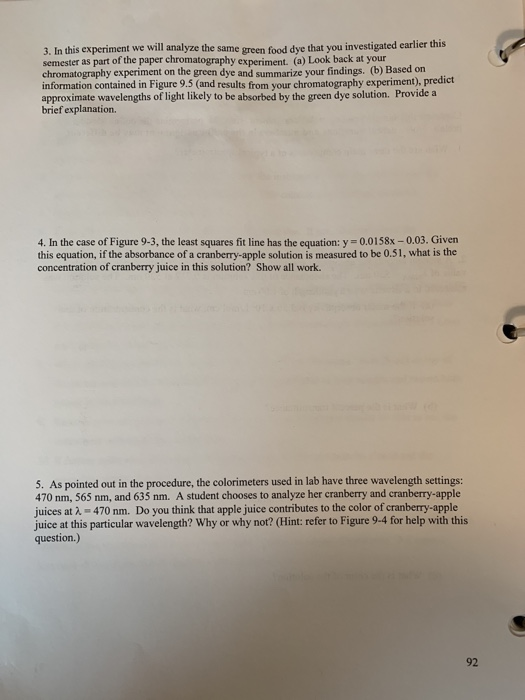 Solved Experiment 9: Introduction to Spectroscopy Prelab | Chegg.com