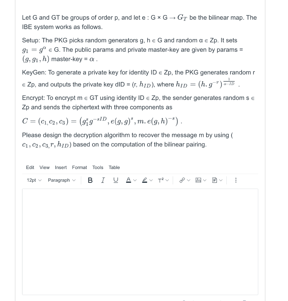 Solved Let G and GT be groups of order p, and let e:G×G→GT | Chegg.com