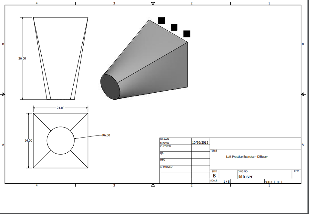 Solved Create a Loft in Inventor. Draw the diffuser. Hint: | Chegg.com