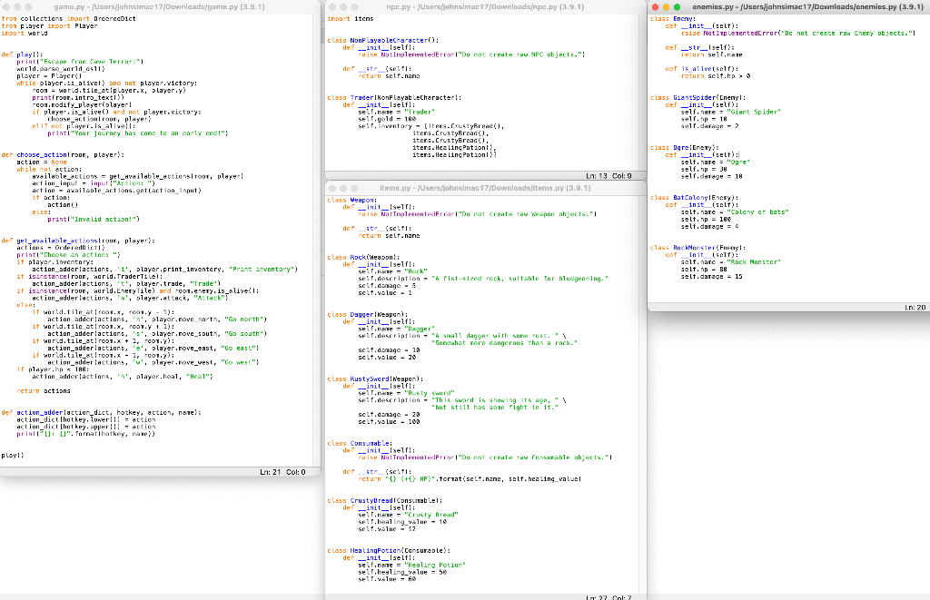 Solved Using python, can you combine these 6 .py files so | Chegg.com