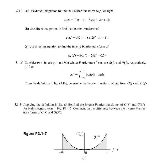 Solved 1-1 (a) Use direct integration to find the Jourier | Chegg.com