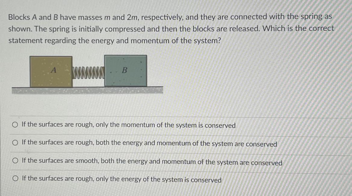 Solved Blocks A and B have masses m and 2m, respectively, | Chegg.com