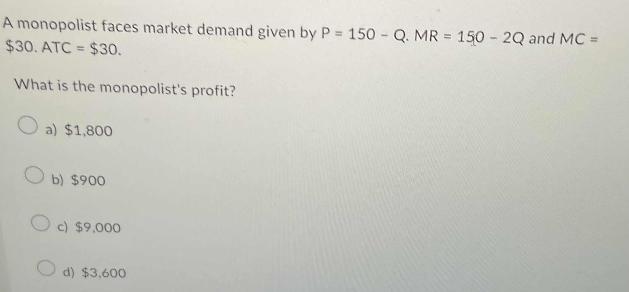 Solved A monopolist faces market demand given by | Chegg.com