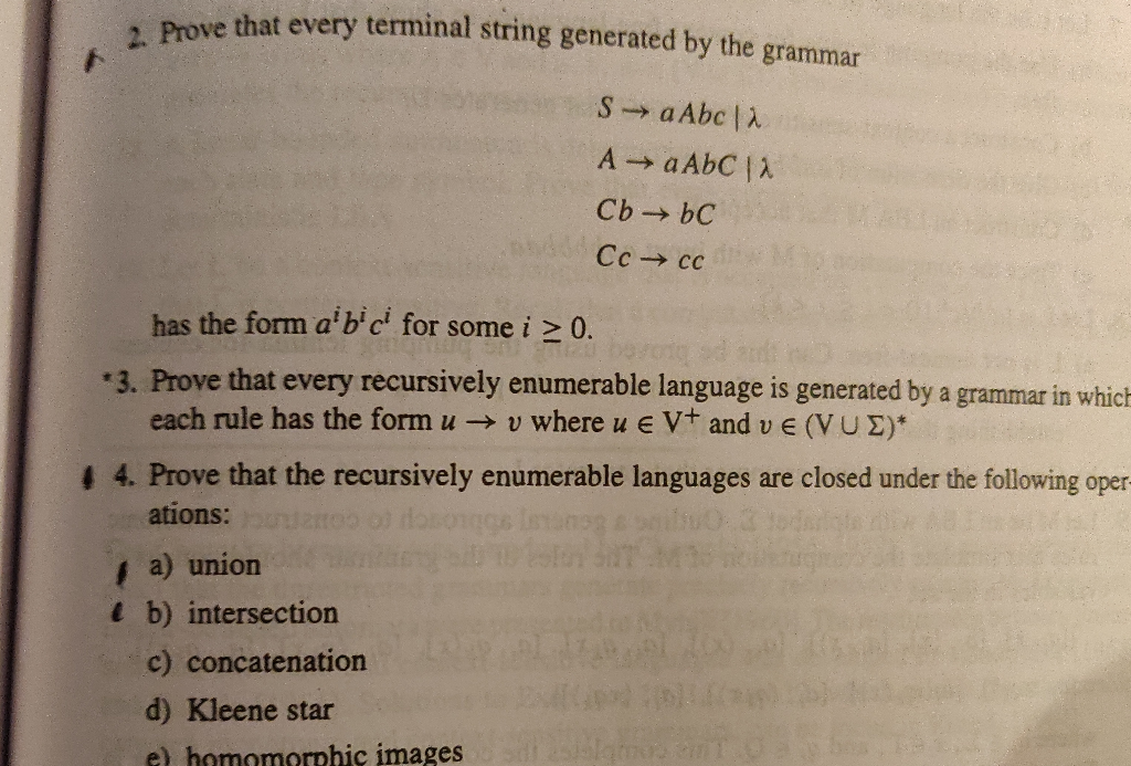 Solved 2 Prove Every Terminal String Generated Grammar Ce Cc Form Bi Ci 2 0 Somne 3 Prove 