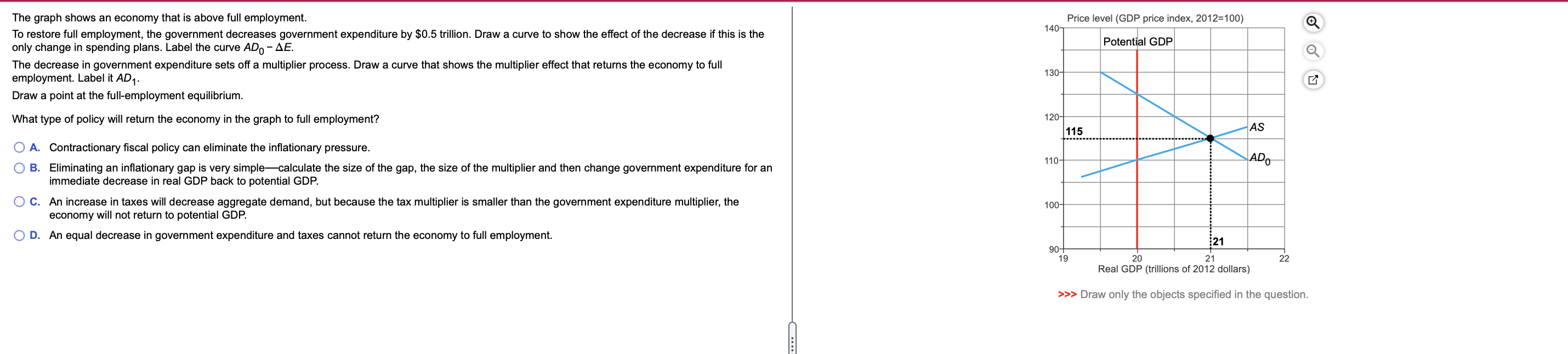 Solved Price level (GDP price index, 2012=100) 140 Potential | Chegg.com