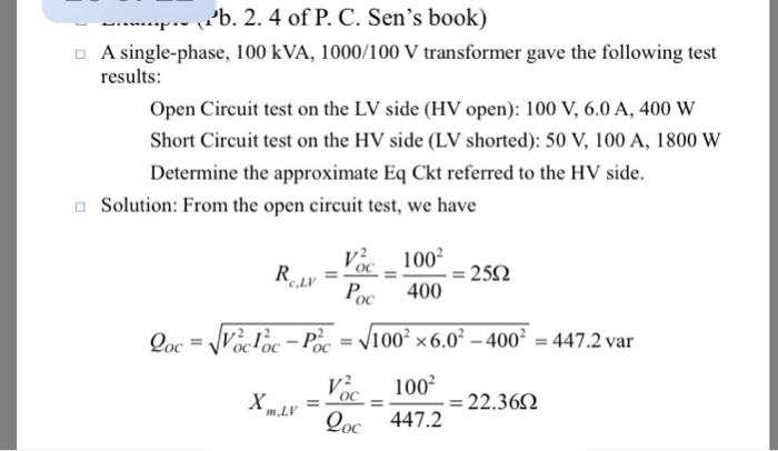 Solved 5. (20 points) A single phase, 15kVA, 1100/110V | Chegg.com