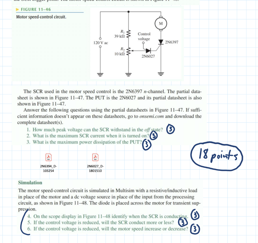 Solved Motor speed-control circuit. The SCR used in the | Chegg.com
