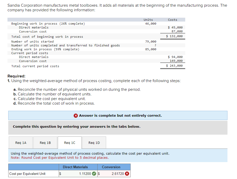 Solved Help me calculate the cost per equivalent unit for | Chegg.com