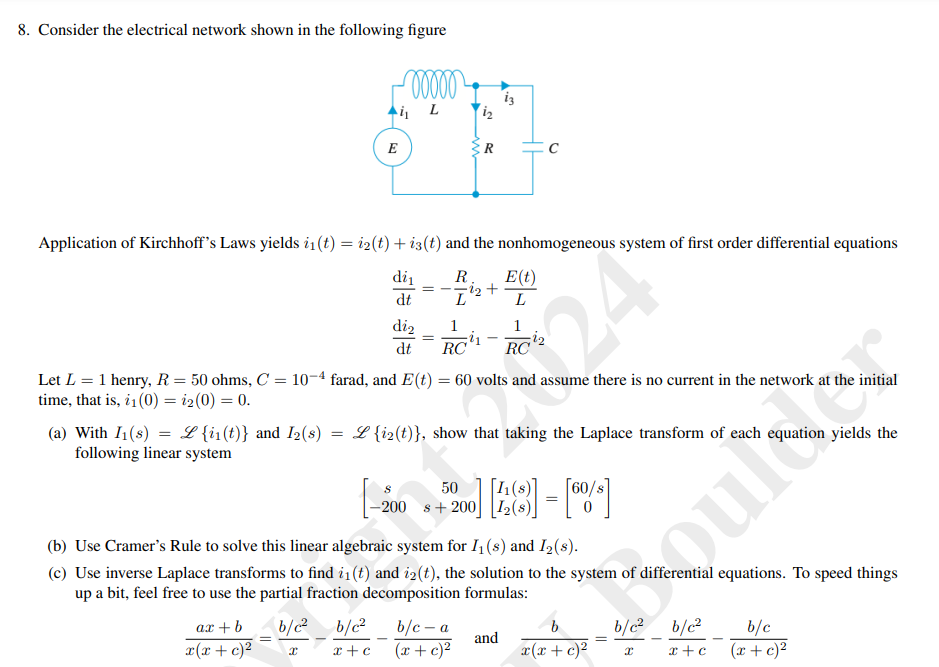 Solved Consider the electrical network shown in ﻿the | Chegg.com