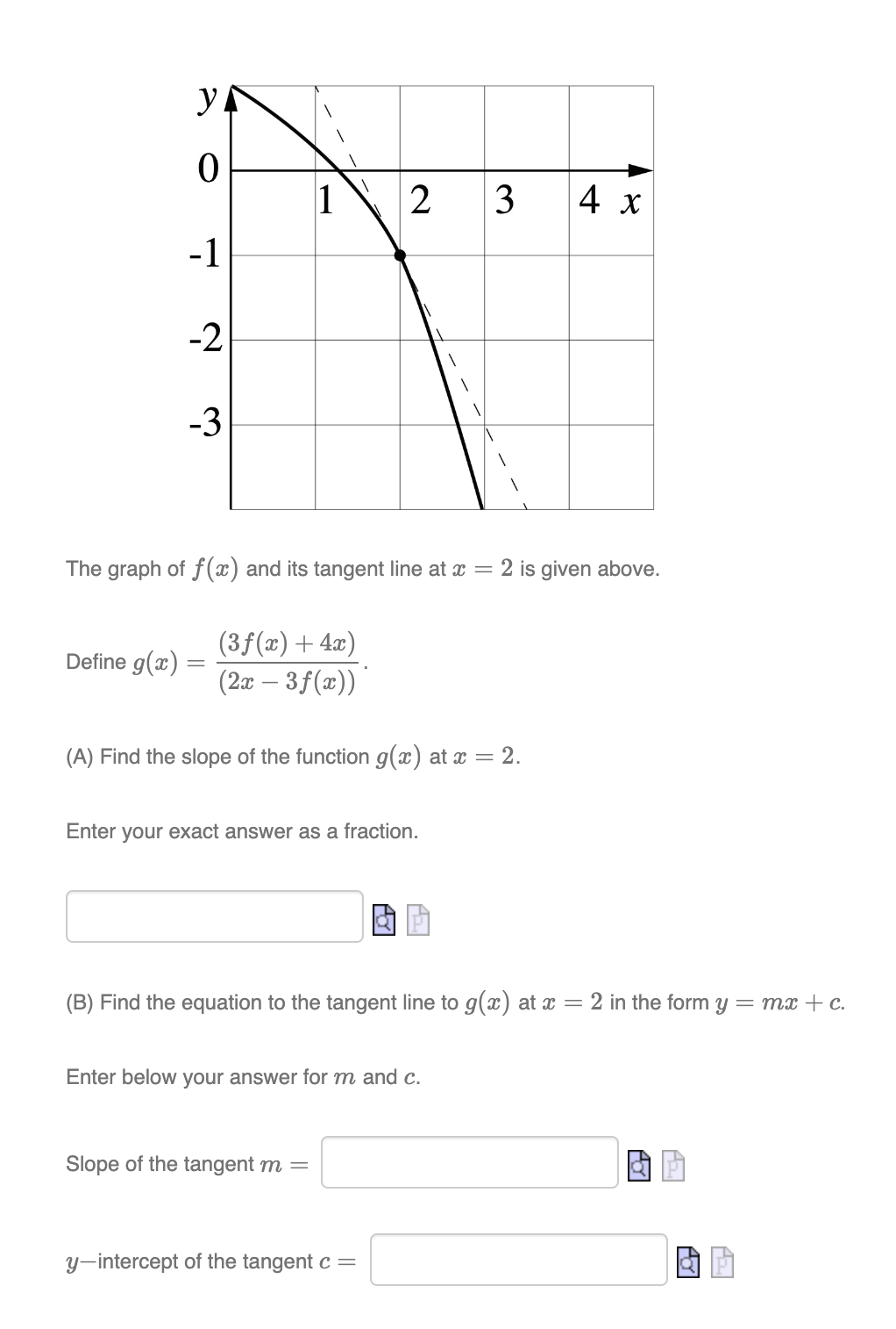 Solved The graph of f(x) and its tangent line at x=2 is | Chegg.com