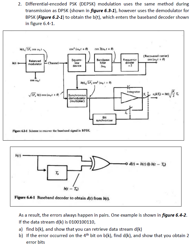 Solved 2. Differential-encoded PSK (DEPSK) modulation uses | Chegg.com