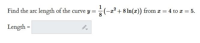 Solved Find the arc length of the curve y=81(−x2+8ln(x)) | Chegg.com