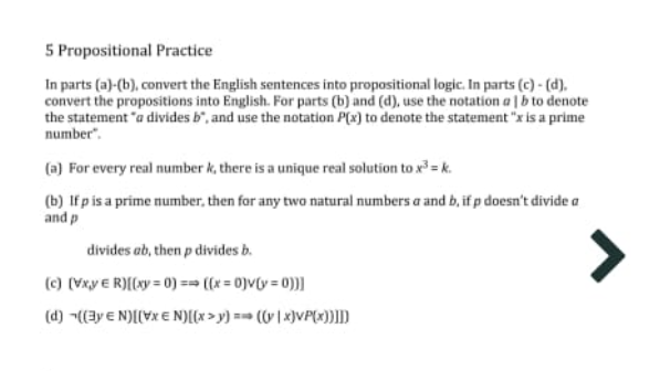 Solved 5 Propositional Practice In parts (a)-(b), convert | Chegg.com
