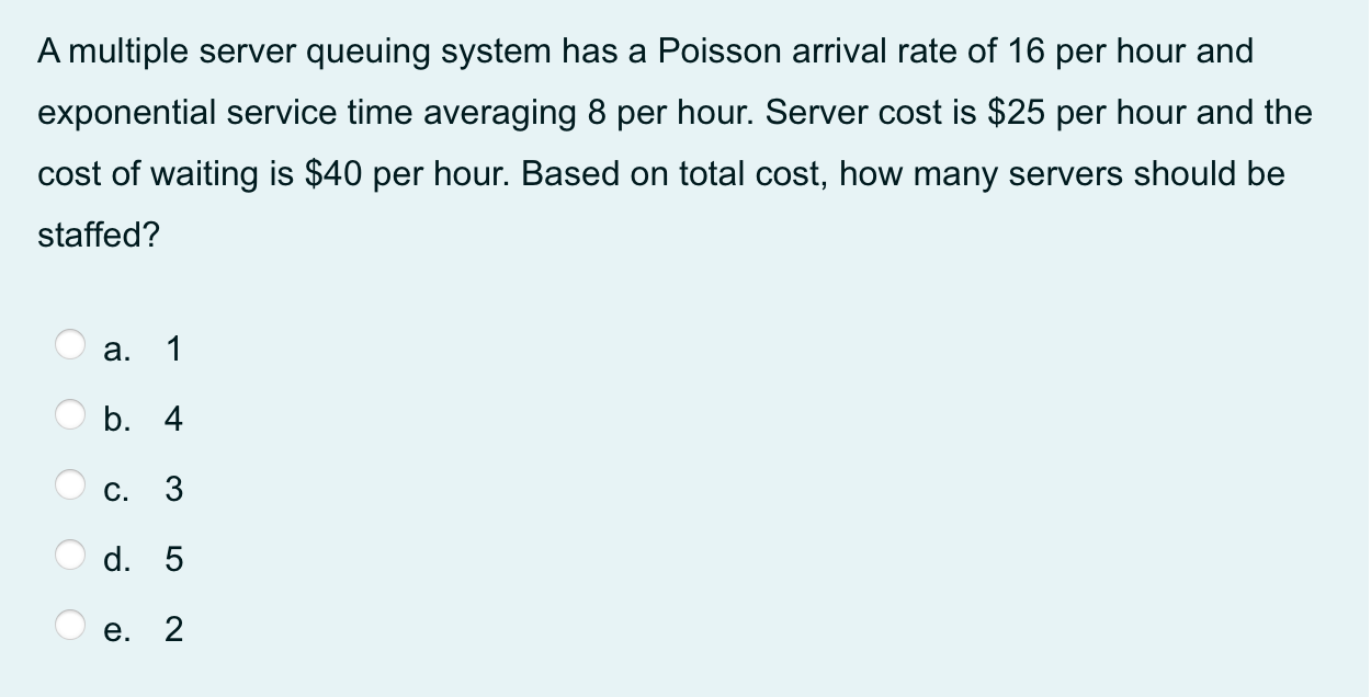 Solved A multiple server queuing system has a Poisson | Chegg.com