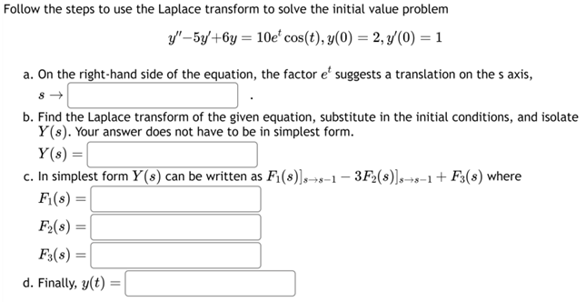 Solved Eollow the steps to use the Laplace transform to | Chegg.com