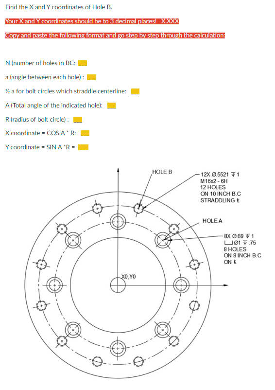 Solved Find the X and Y coordinates of Hole B. Your X and Y | Chegg.com