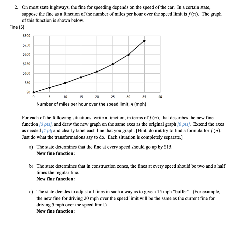 Solved 2. On most state highways, the fine for speeding | Chegg.com