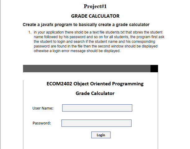 Project#1 GRADE CALCULATOR Create a javafx program to | Chegg.com