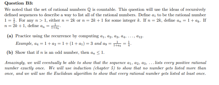 Solved Question B3: We noted that the set of rational | Chegg.com