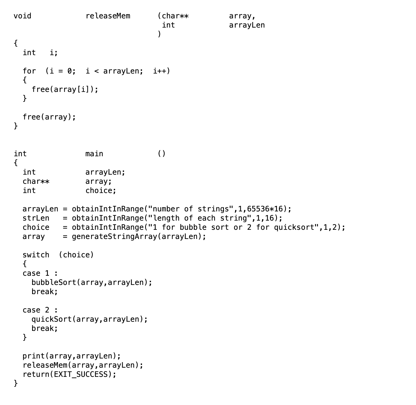 Solved void quickSort_ (char** array, int lo, int hi \{ ) if | Chegg.com
