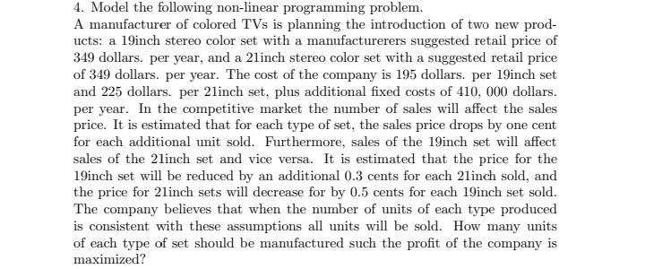 Solved 4. Model the following non-linear programming | Chegg.com