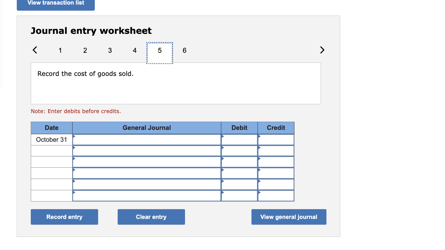 Solved Journal entry worksheet 6 The inventory was shipped | Chegg.com