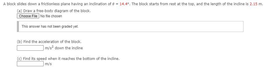 Solved A block slides down a frictionless plane having an | Chegg.com