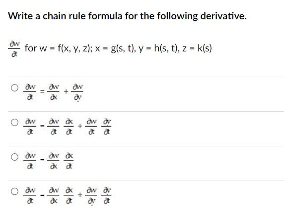 Solved Write a chain rule formula for the following | Chegg.com