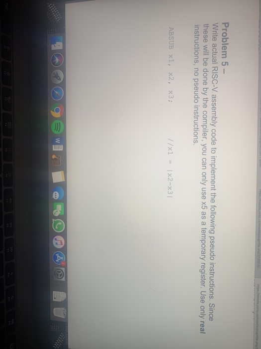 Solved Problem 5- Write actual RISC-V.assembly code to | Chegg.com