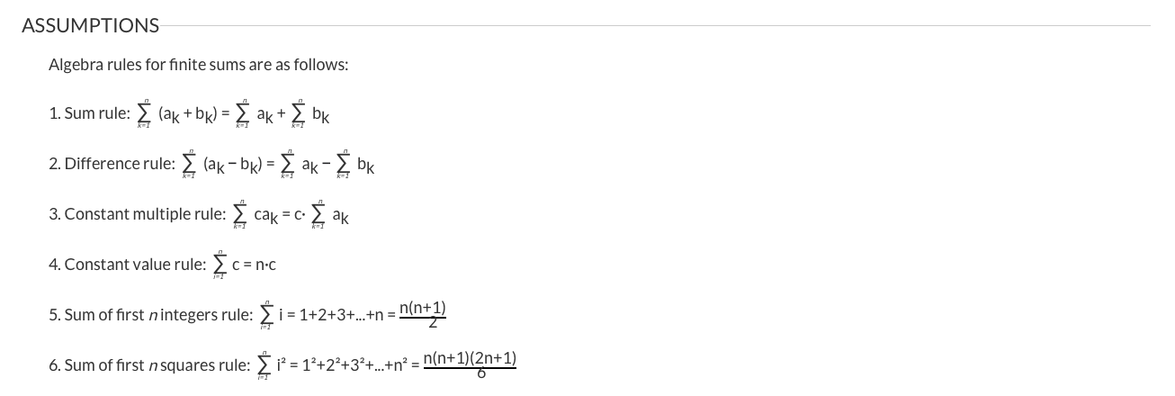 Solved Algebra Rules For Finite Sums Are As Follows 1 Sum
