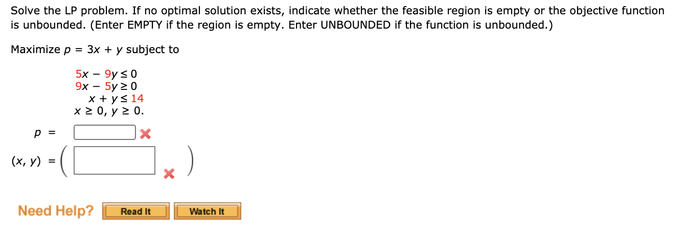 Solved Solve the LP problem. If no optimal solution exists, | Chegg.com