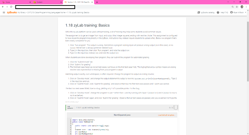 Solved fi Home Content x zy Section 1.18 - DAT 210: Data Pro | Chegg.com